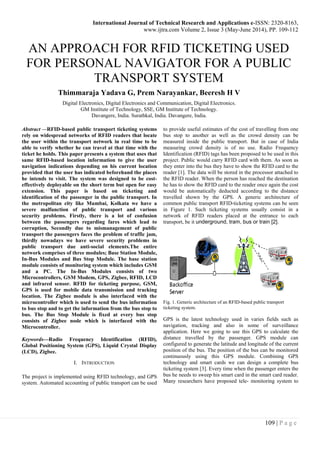 AN APPROACH FOR RFID TICKETING USED FOR PERSONAL NAVIGATOR FOR A PUBLIC ...