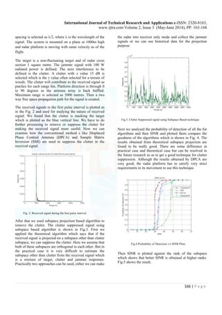 SPACE TIME ADAPTIVE PROCESSING FOR CLUTTER SUPPRESSION IN RADAR USING SUBSPACE BASED TECHNIQUE | PDF