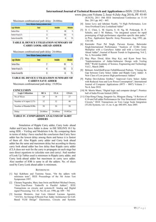 COMPARISON ANALYSIS OF 16-BIT ADDERS | PDF