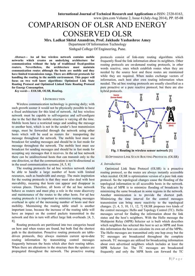 COMPARISON OF OLSR AND ENERGY CONSERVED OLSR | PDF