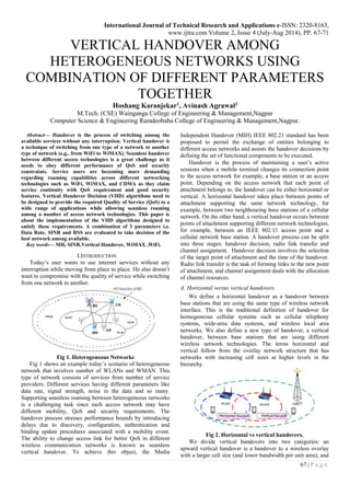 VERTICAL HANDOVER AMONG HETEROGENEOUS NETWORKS USING COMBINATION OF DIFFERENT PARAMETERS ...