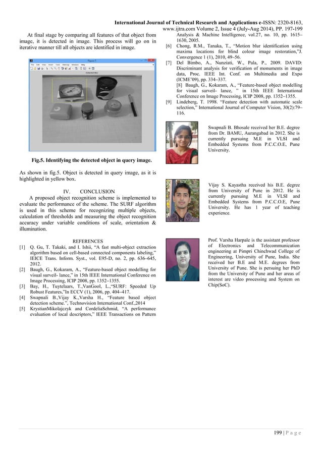 Feature Extraction Using Surf Algorithm For Object Recognition Pdf
