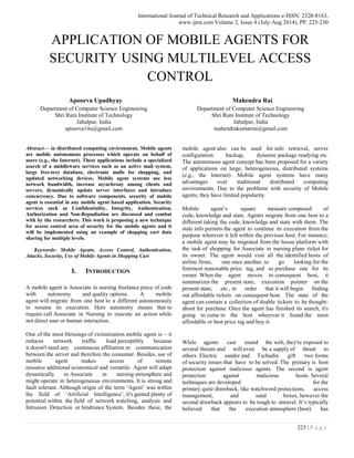 APPLICATION OF MOBILE AGENTS FOR SECURITY USING MULTILEVEL ACCESS CONTROL | PDF