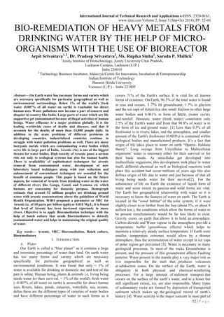BIO-REMEDIATION OF HEAVY METALS FROM DRINKING WATER BY THE HELP OF ...