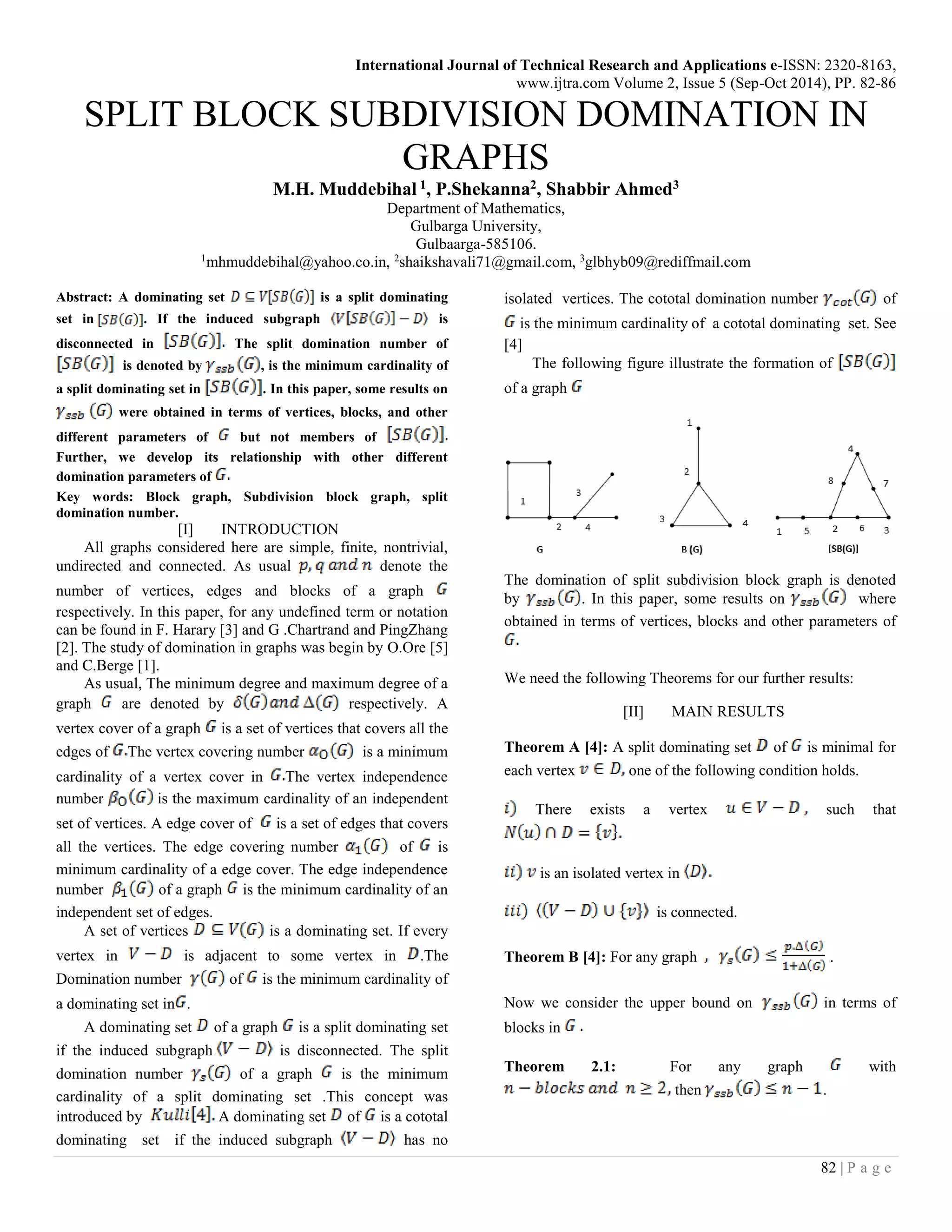 Split Block Subdivision Domination In Graphs Pdf
