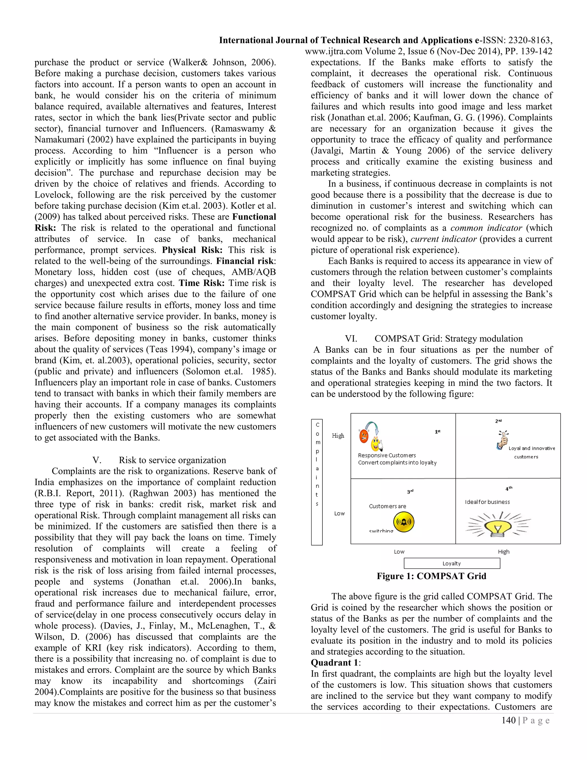 COMPLAINT MANAGEMENT SYSTEM IN BANKS: INTRODUCTION TO COMPSAT GRID TO ...