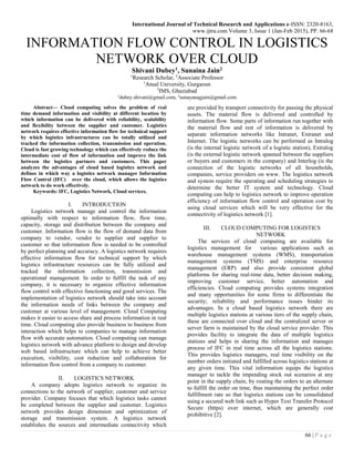 INFORMATION FLOW CONTROL IN LOGISTICS NETWORK OVER CLOUD | PDF