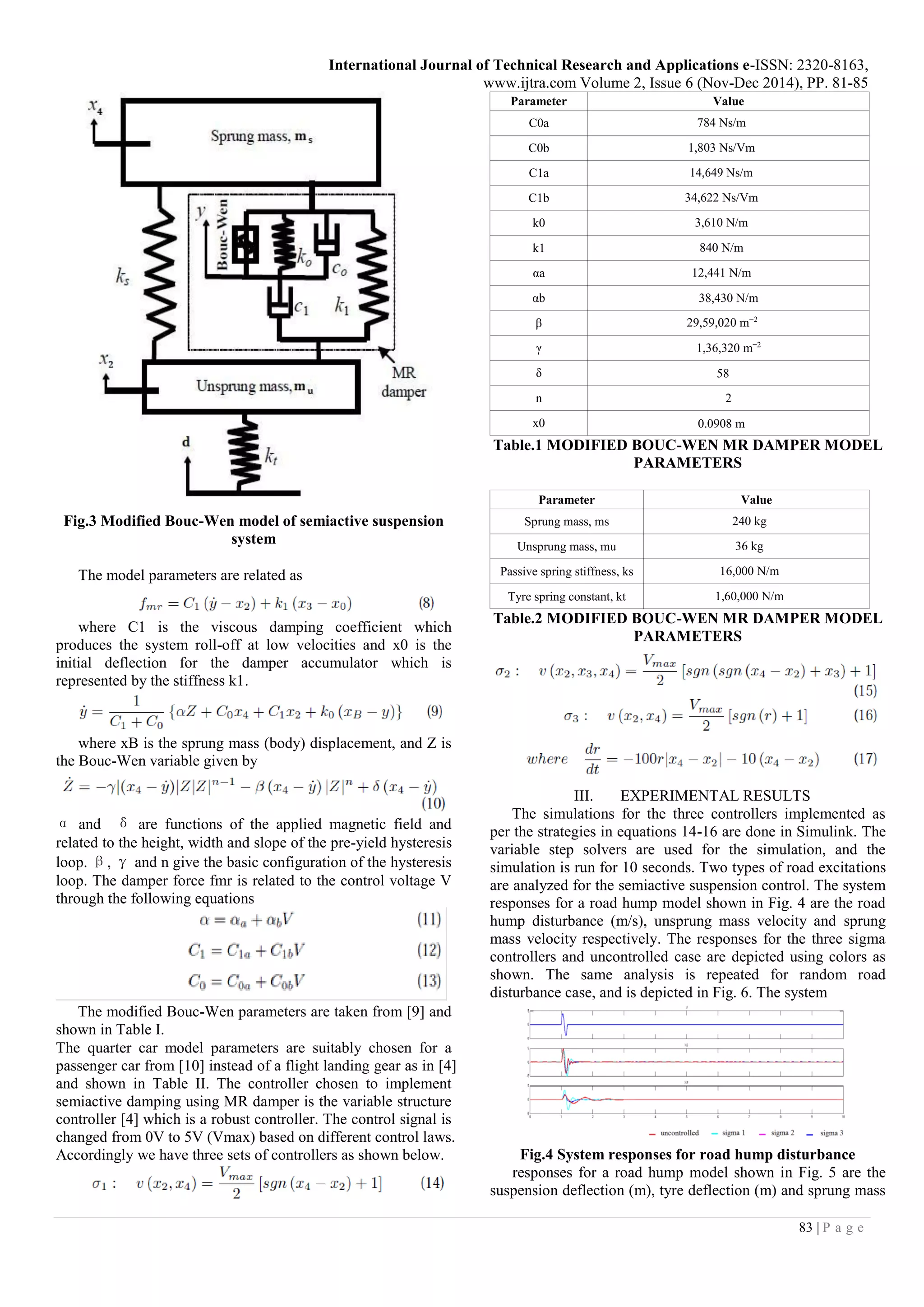 A MODEL BASED APPROACH FOR DESIGN OF SEMIACTIVE SUSPENSION USING VARIABLE STRUCTURE CONTROL | PDF