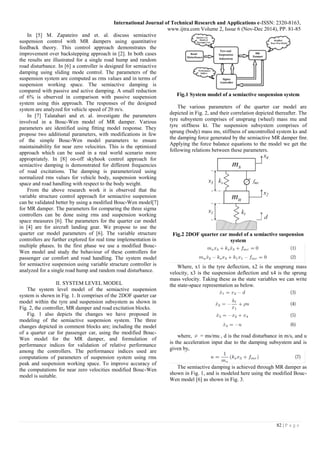 A MODEL BASED APPROACH FOR DESIGN OF SEMIACTIVE SUSPENSION USING VARIABLE STRUCTURE CONTROL ...