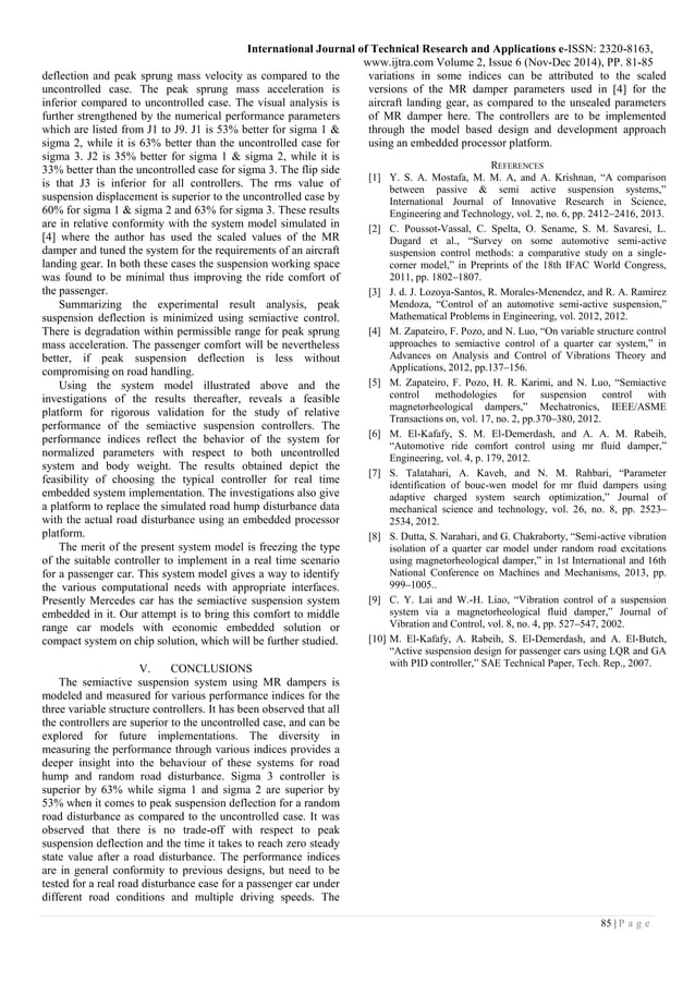 A MODEL BASED APPROACH FOR DESIGN OF SEMIACTIVE SUSPENSION USING VARIABLE STRUCTURE CONTROL | PDF