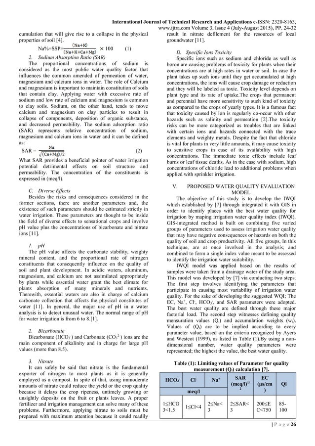 EVALUATION OF DRAINAGE WATER QUALITY FOR IRRIGATION BY INTEGRATION BETWEEN IRRIGATION WATER ...