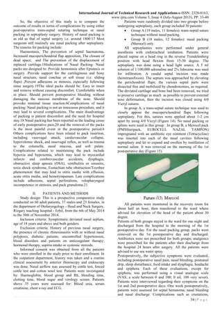 EFFECT OF TRANS-SEPTAL SUTURE TECHNIQUE VERSUS NASAL PACKING AFTER ...