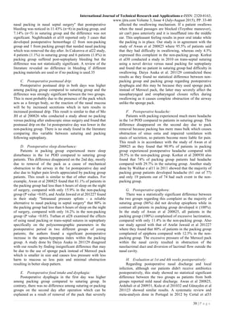 EFFECT OF TRANS-SEPTAL SUTURE TECHNIQUE VERSUS NASAL PACKING AFTER ...