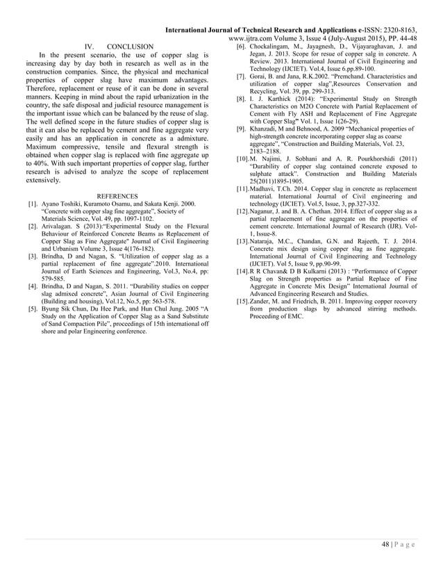 SCOPE OF REPLACING FINE AGGREGATE WITH COPPER SLAG IN CONCRETE- A ...
