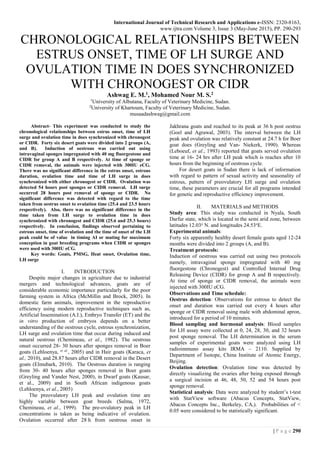 CHRONOLOGICAL RELATIONSHIPS BETWEEN ESTRUS ONSET, TIME OF LH SURGE AND OVULATION TIME IN DOES ...