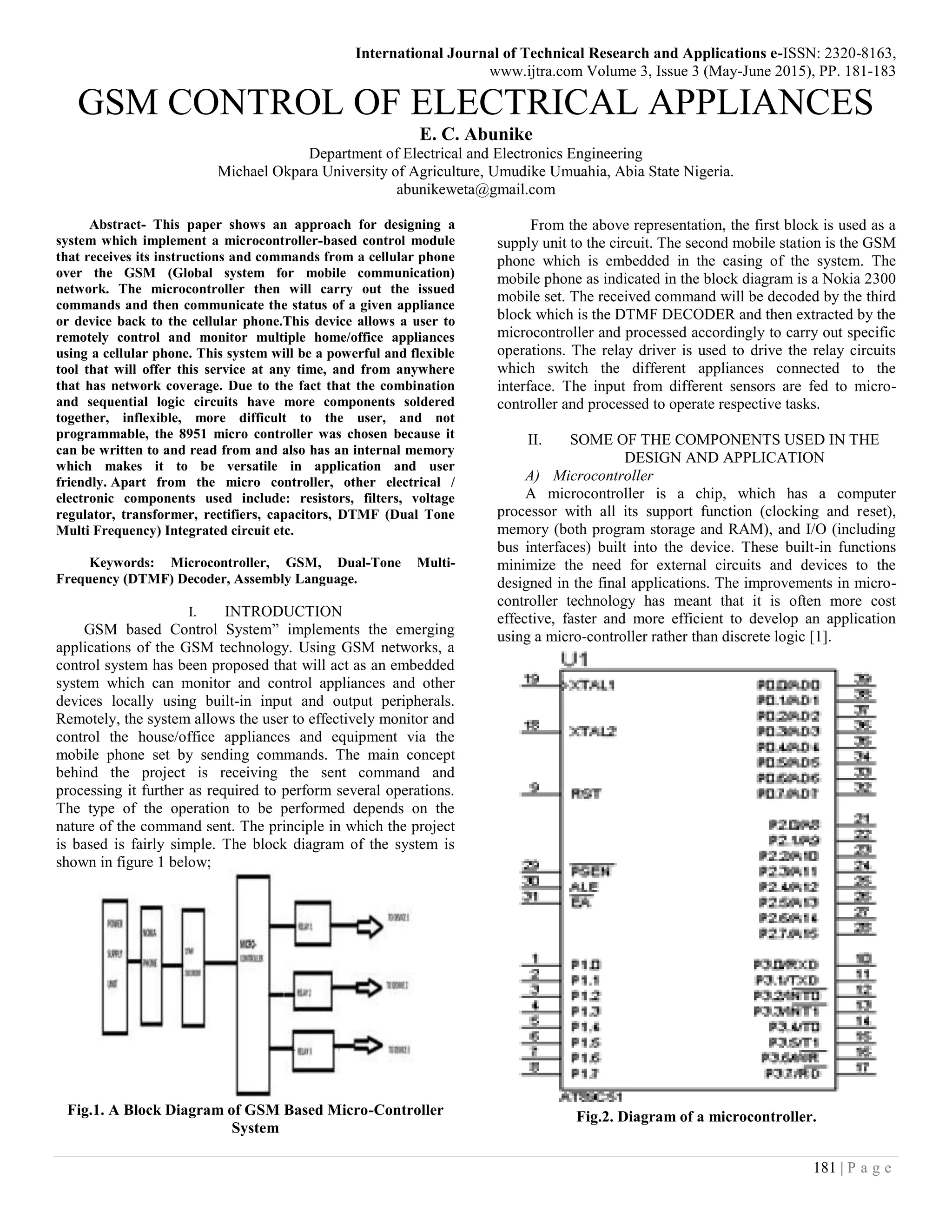 GSM CONTROL OF ELECTRICAL APPLIANCES | PDF