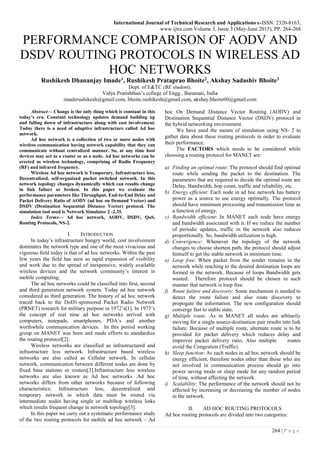 PERFORMANCE COMPARISON OF AODV AND DSDV ROUTING PROTOCOLS IN WIRELESS AD HOC NETWORKS | PDF ...