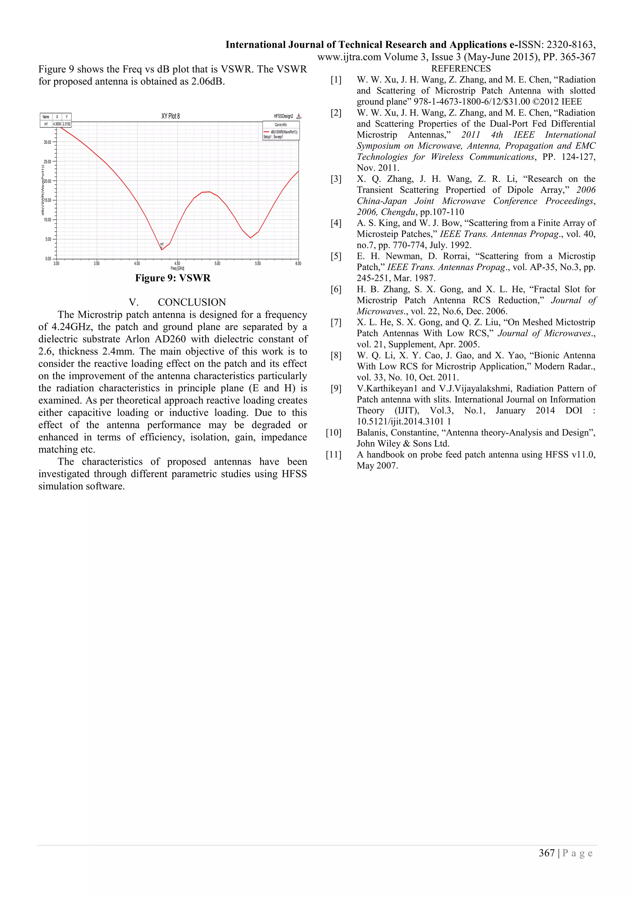PERFORMANCE ANALYSIS OF MICROSTRIP PATCH ANTENNA USING COAXIAL PROBE ...