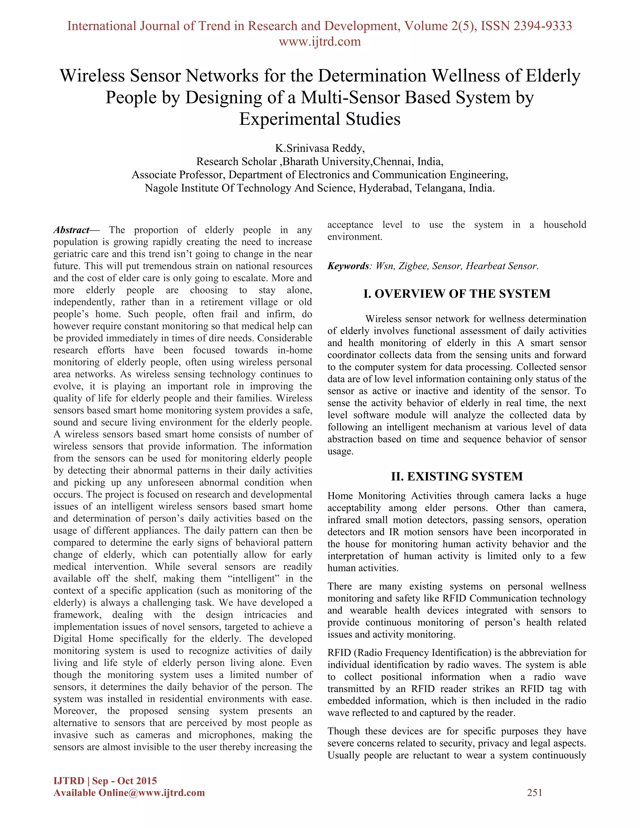 Wireless Sensor Networks for the Determination Wellness of Elderly People by Designing of a ...