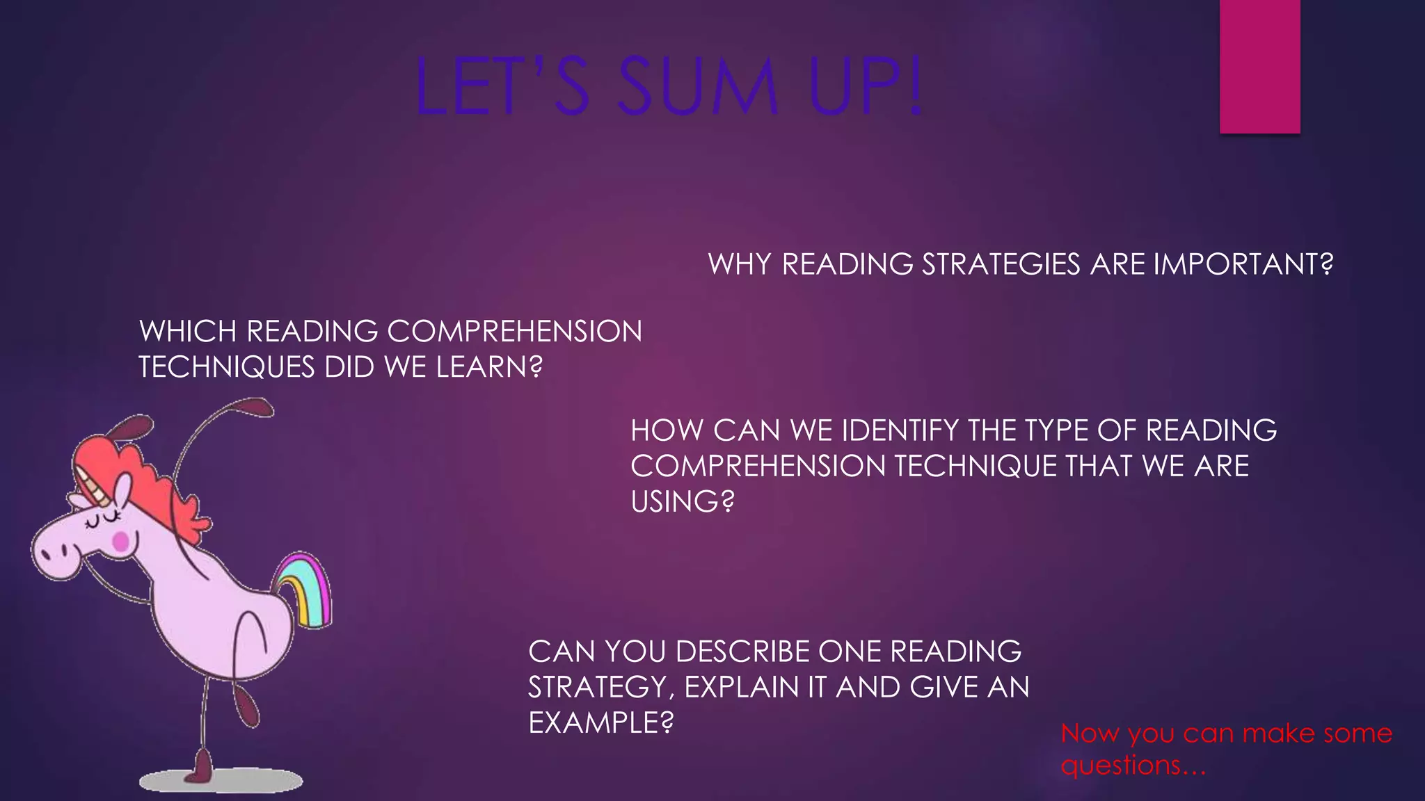 Reading comprehension techniques. | PPTX