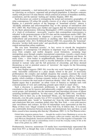 Graham, Stephen. "Cities and the ‘War on Terror’." International ...