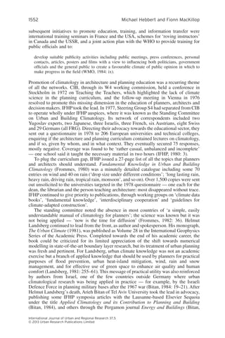 Urban climate science and urban planning: a history of missed ...