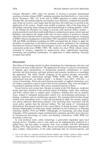 Urban climate science and urban planning: a history of missed ...