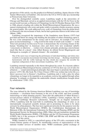 Urban climate science and urban planning: a history of missed ...