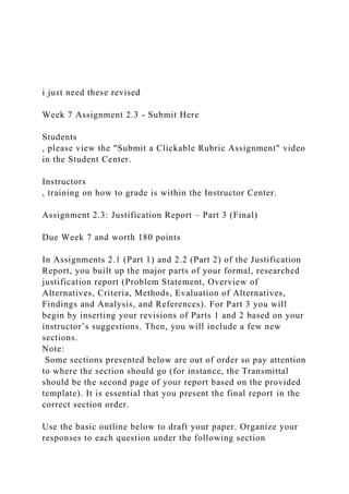 i just need these revisedWeek 7 Assignment 2.3 - Submit He.docx