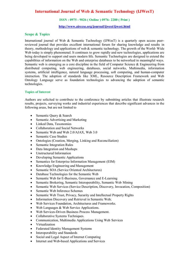 International Journal of Web & Semantic Technology (IJWesT) | PDF