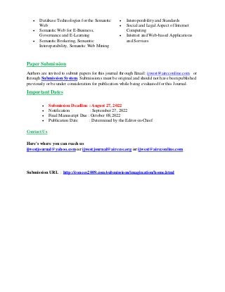 Research Paper Submission - International Journal of Web & Semantic Technology (IJWesT) | PDF
