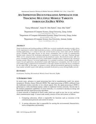 AN IMPROVED DECENTRALIZED APPROACH FOR TRACKING MULTIPLE MOBILE TARGETS THROUGH ZIGBEE WSNS ...