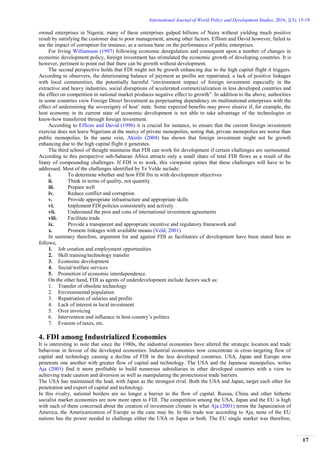 Foreign Direct Investment and the Development of Neo-Colonial Economies: A Survey Approach | PDF