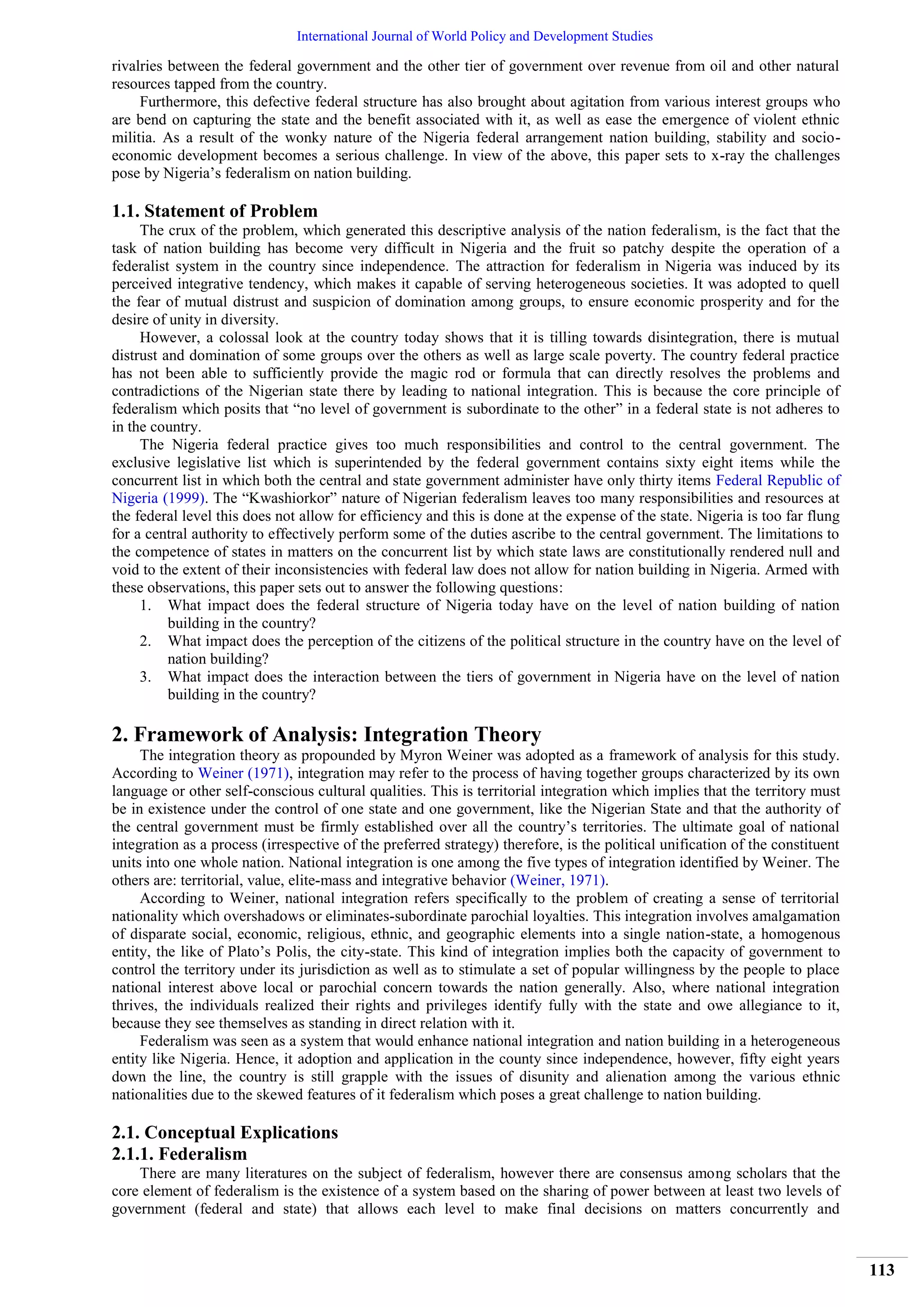 Federalism and the Challenges of Nation Building in Nigeria | PDF