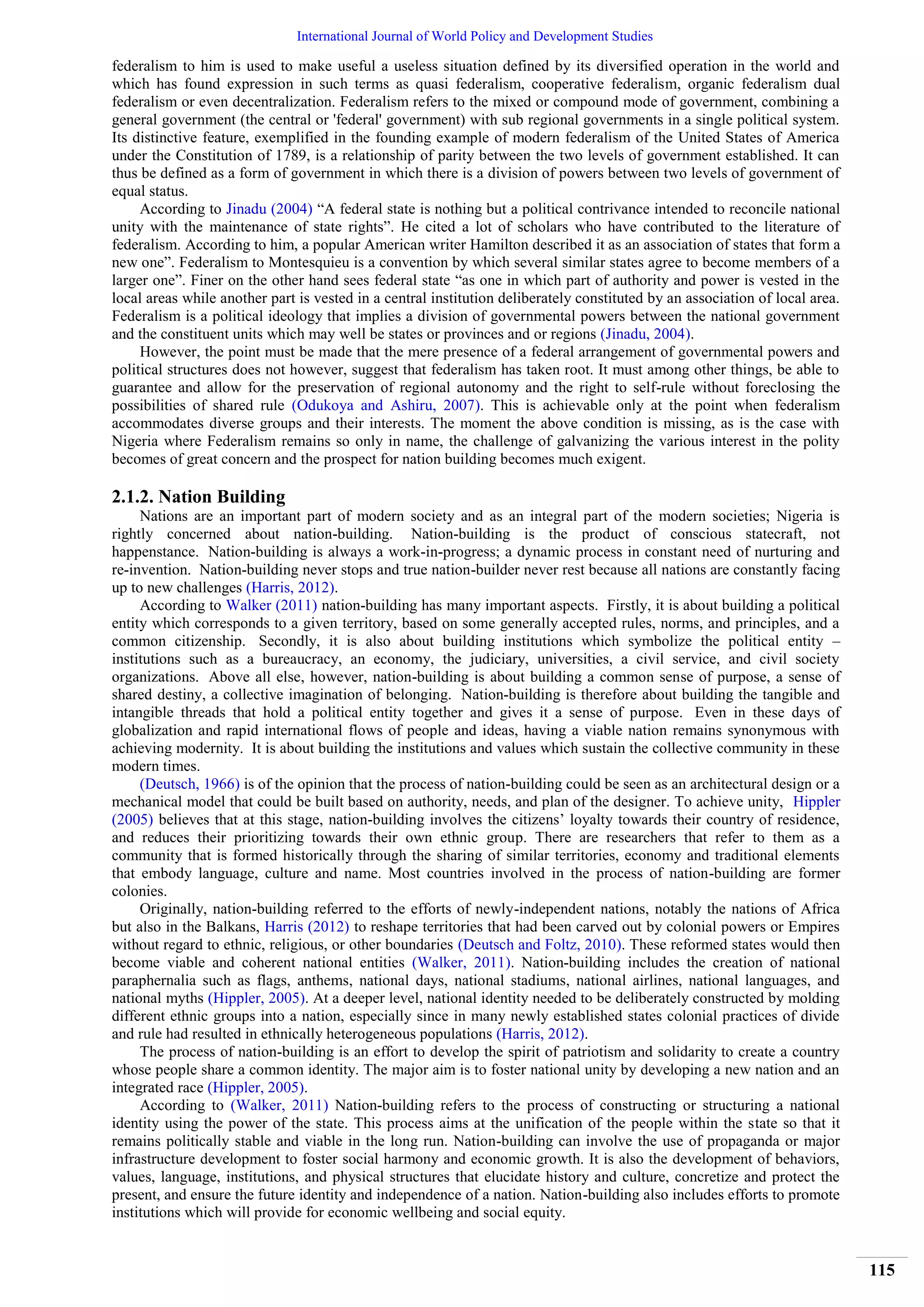 Federalism and the Challenges of Nation Building in Nigeria | PDF