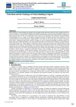 Federalism and the Challenges of Nation Building in Nigeria | PDF