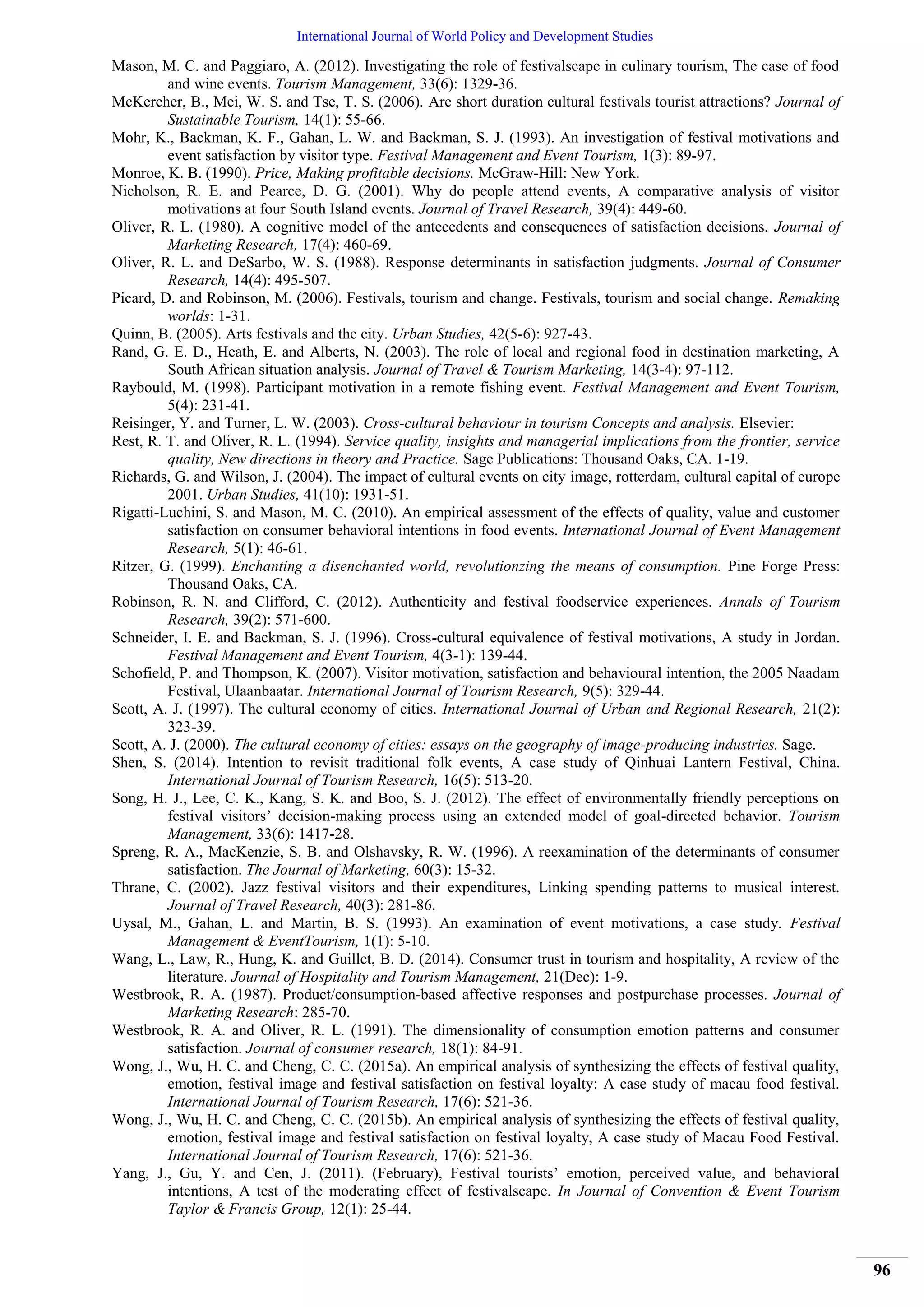 Festival Attractiveness Literature Review | PDF