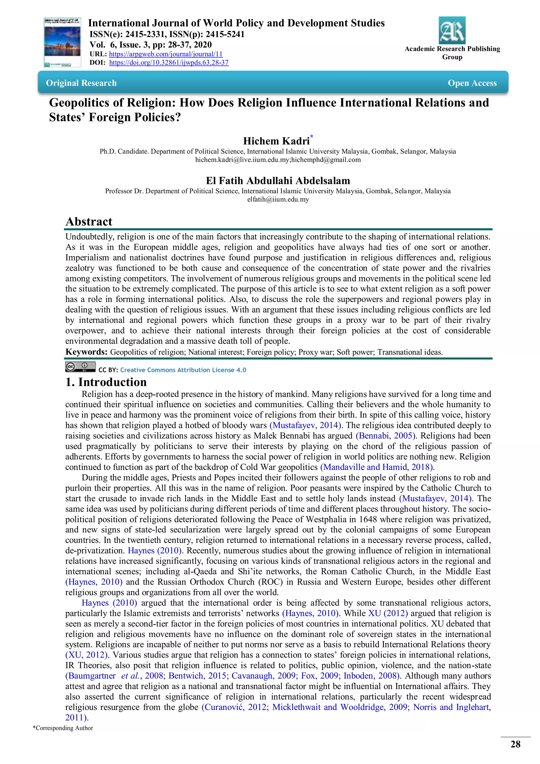 Geopolitics of Religion: How Does Religion Influence International ...