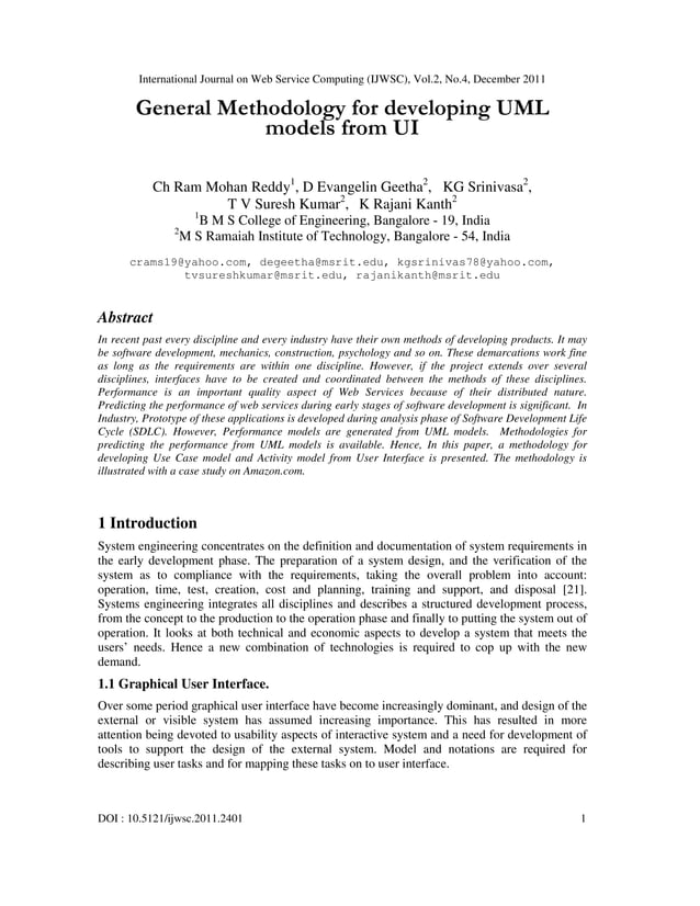 General Methodology for developing UML models from UI | PDF