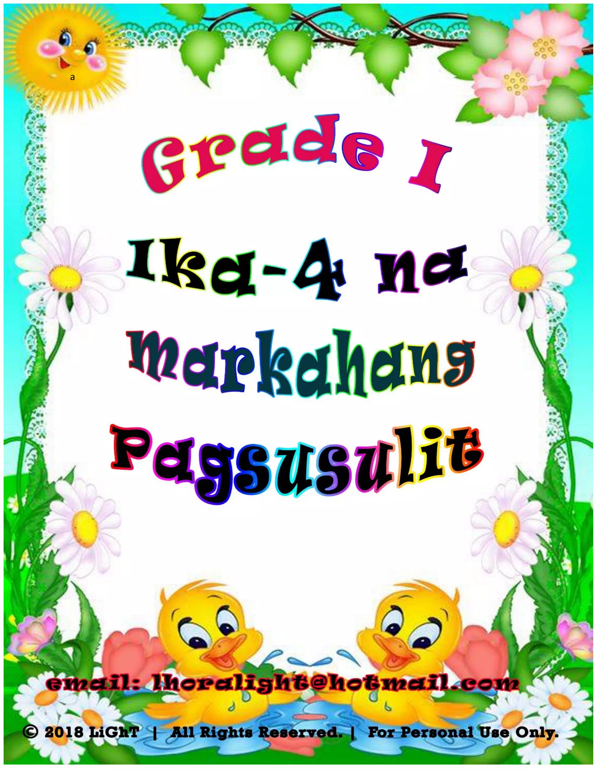 K TO 12 GRADE 1 IKAAPAT MARKAHANG PAGSUSULIT | PDF