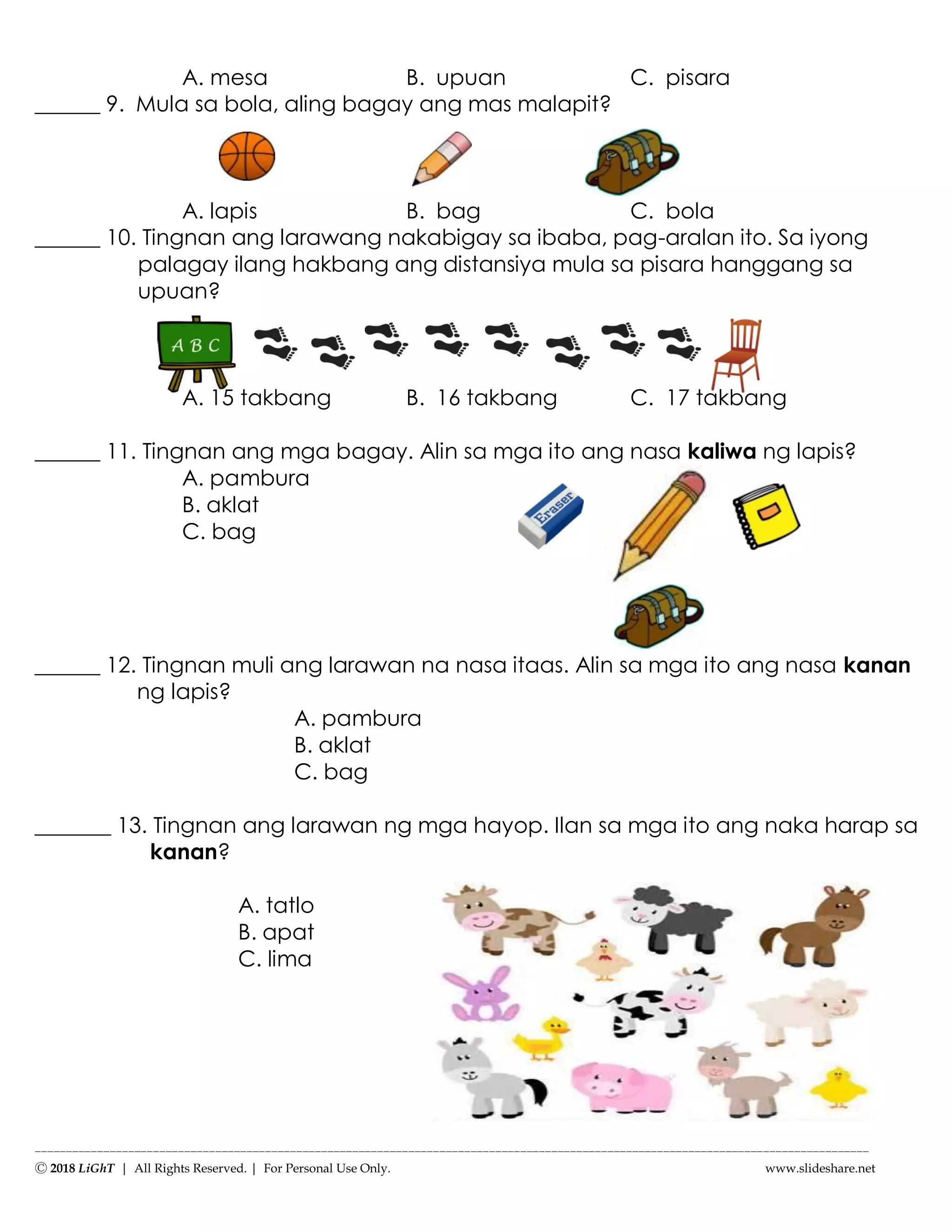 K TO 12 GRADE 1 IKAAPAT MARKAHANG PAGSUSULIT | PDF