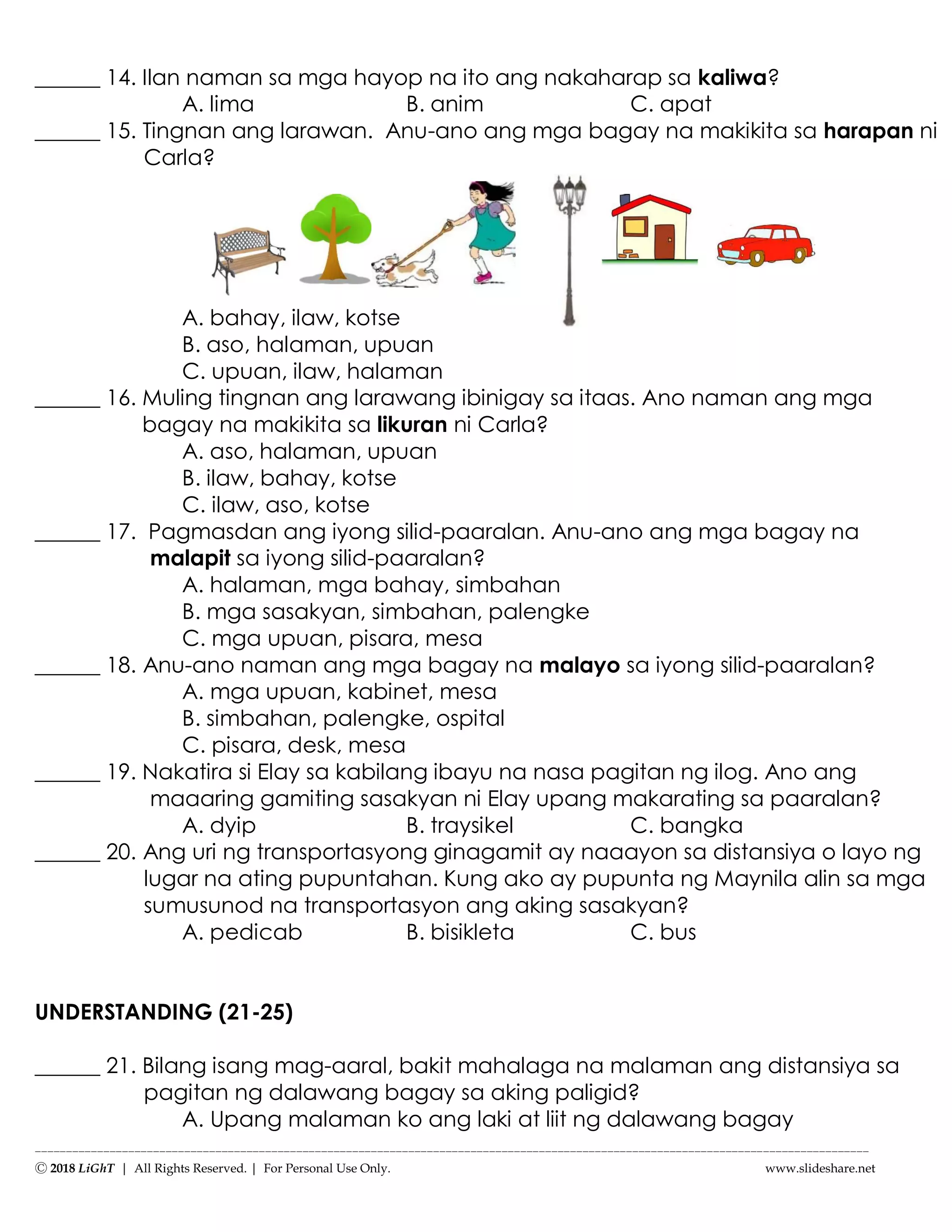 K TO 12 GRADE 1 IKAAPAT MARKAHANG PAGSUSULIT | PDF