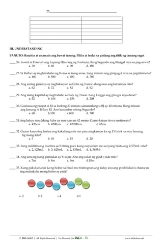 K TO 12 GRADE 3 IKA-APAT na Markahang Pagsusulit | PDF