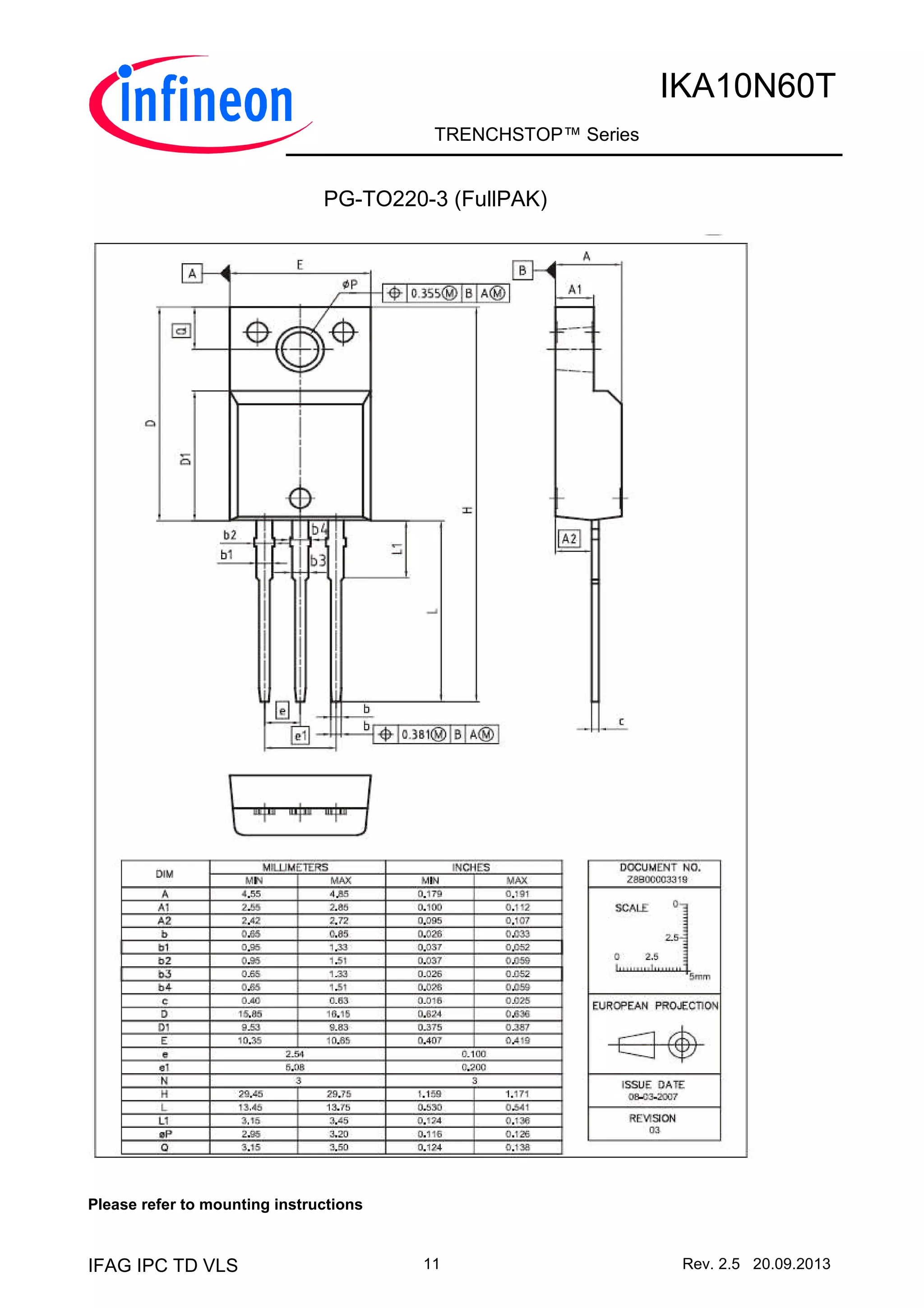 Original IGBT IKA10N60T K10T60 10T60 600V 10A TO-220 New Infineon | PDF