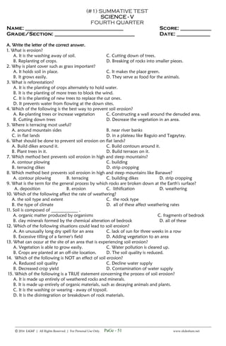 K TO 12 GRADE 5 IKAAPAT NA MARKAHANG PAGSUSULIT | PDF