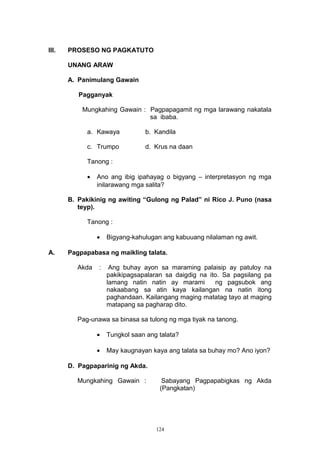 Ikalawang markahan unang linggo iii | DOC