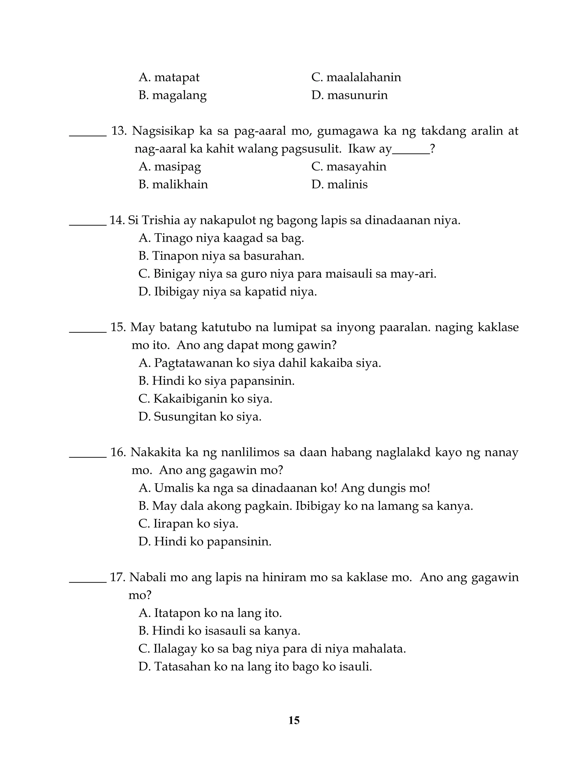 K TO 12 GRADE 2 Ikalawang Markahang Pagsusulit | PDF