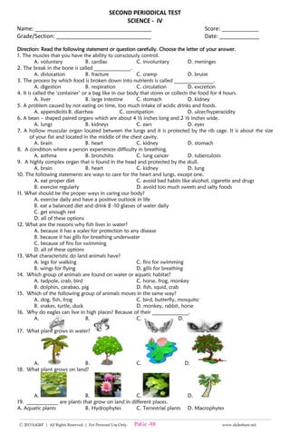 K TO 12 GRADE 4 IKALAWANG MARKAHANG PAGSUSULIT | PDF