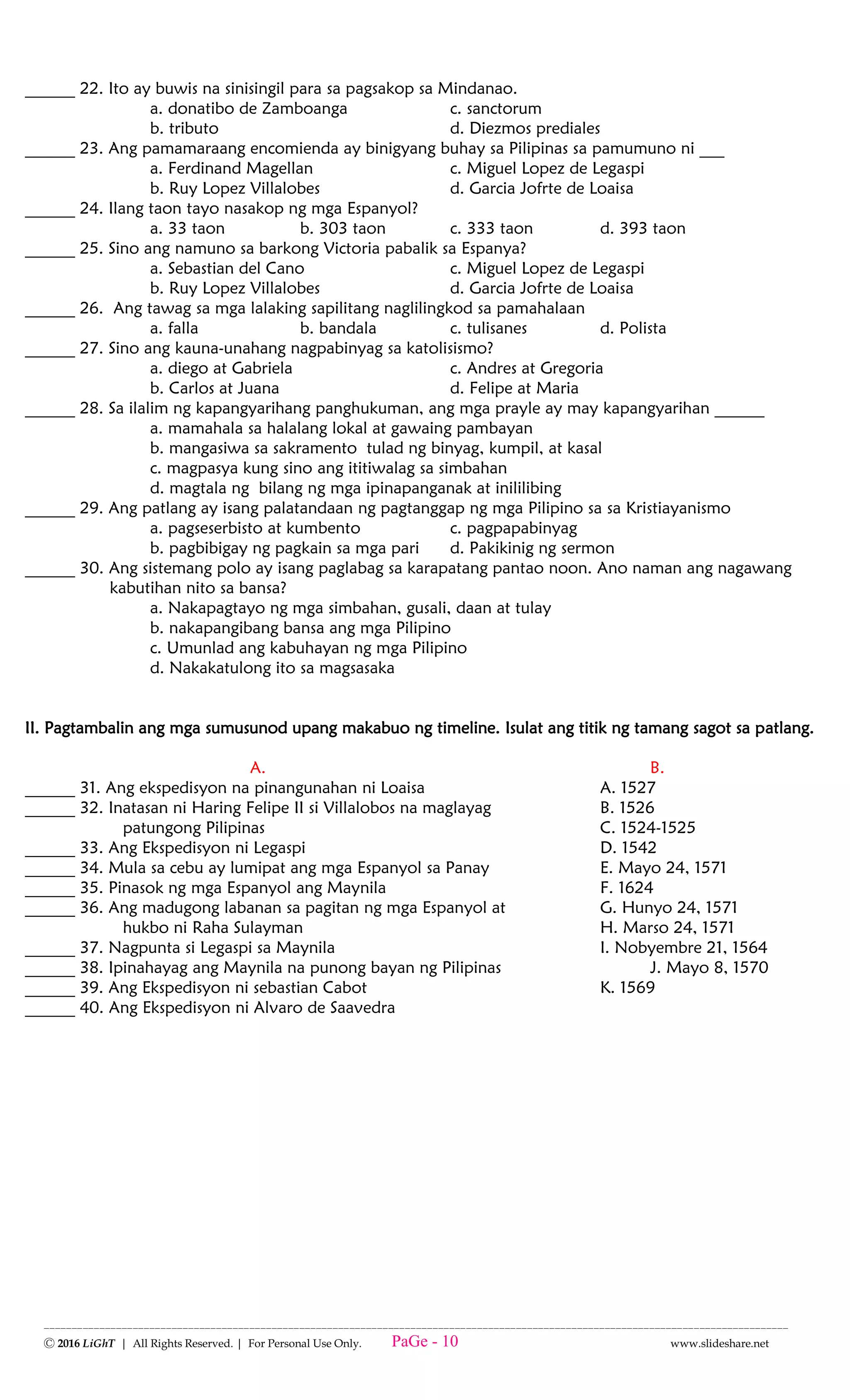 K TO 12 GRADE 5 IKALAWANG MARKAHANG PAGSUSULIT | PDF