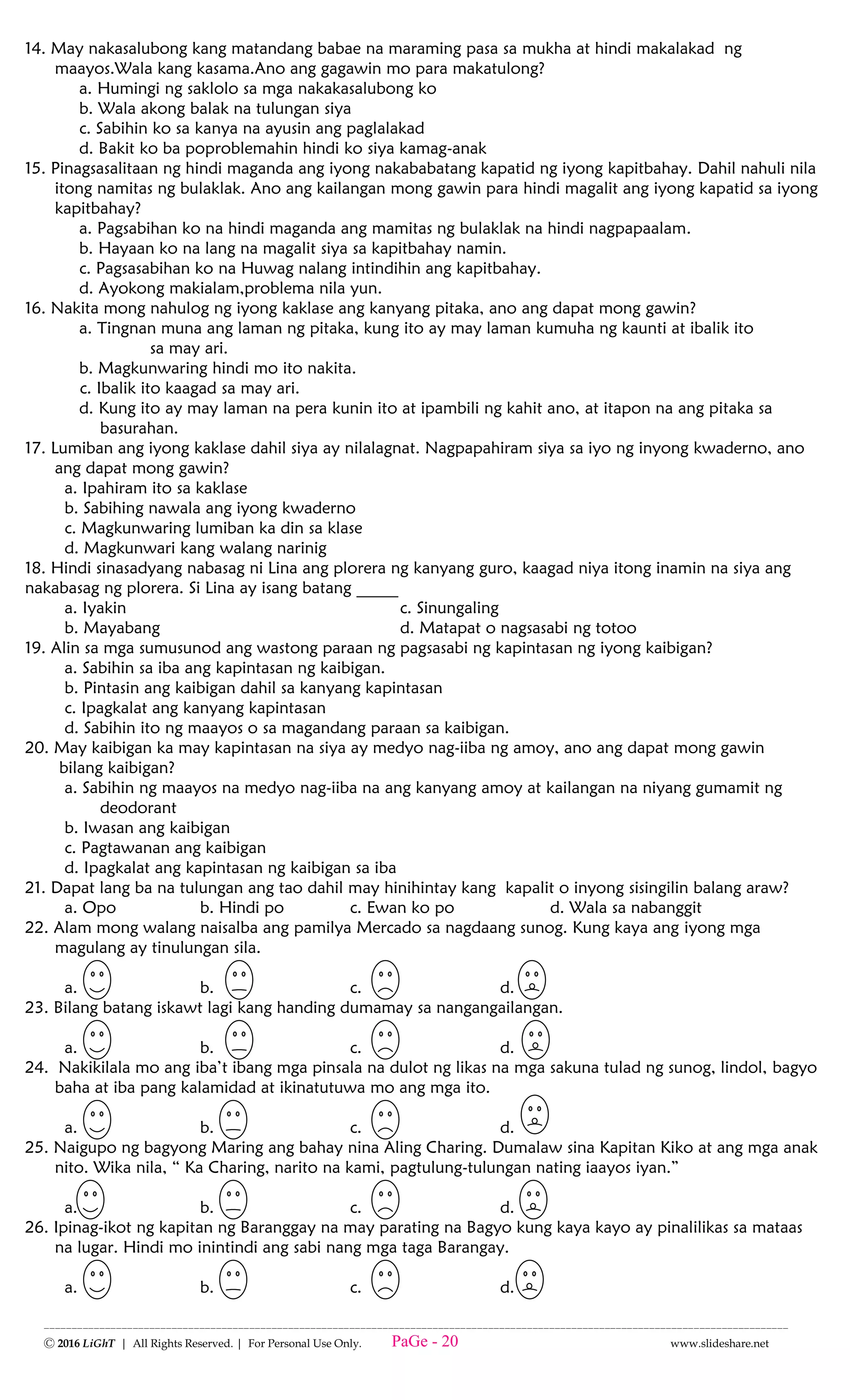 K TO 12 GRADE 5 IKALAWANG MARKAHANG PAGSUSULIT | PDF